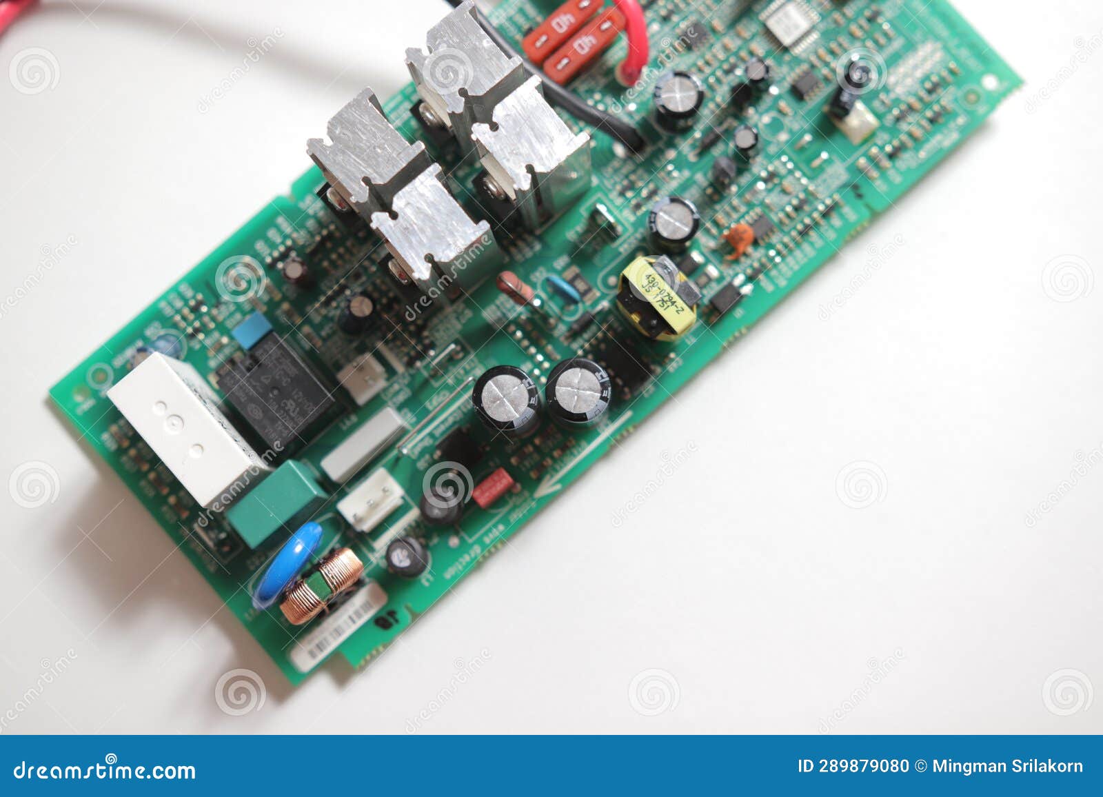 Power Supply Modern Printed-circuit Board with Electronic Components ...