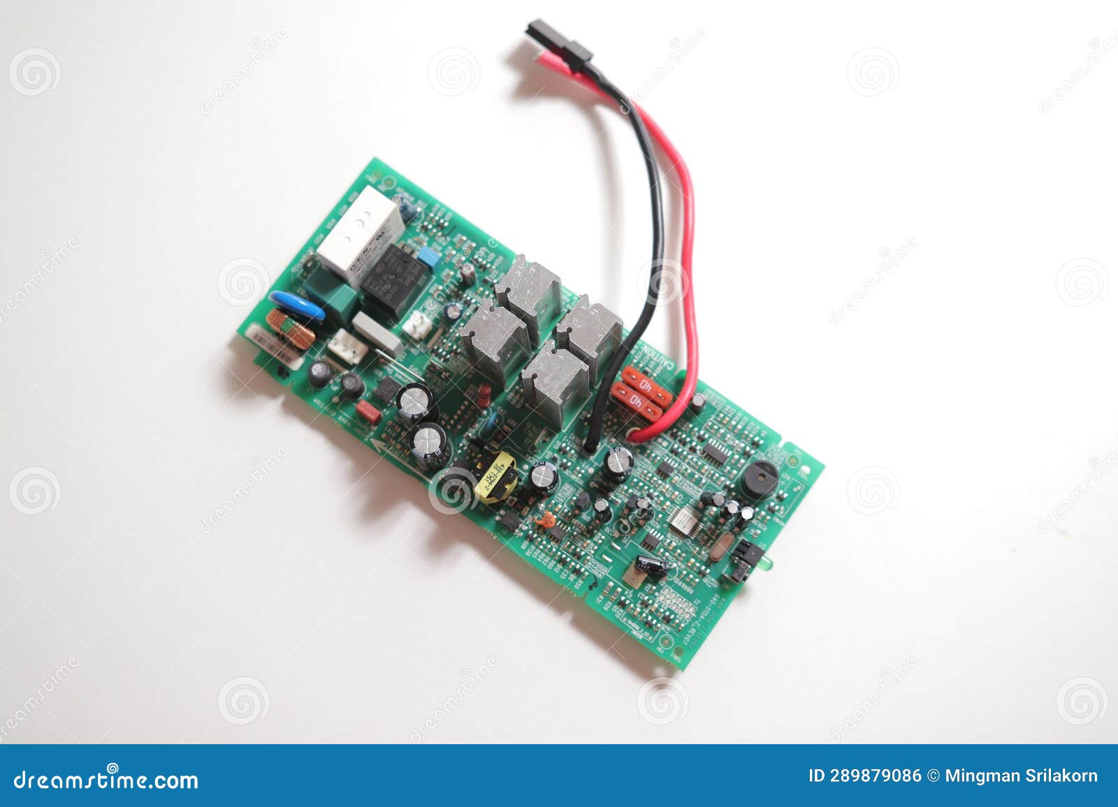Power Supply Modern Printed-circuit Board with Electronic Components ...