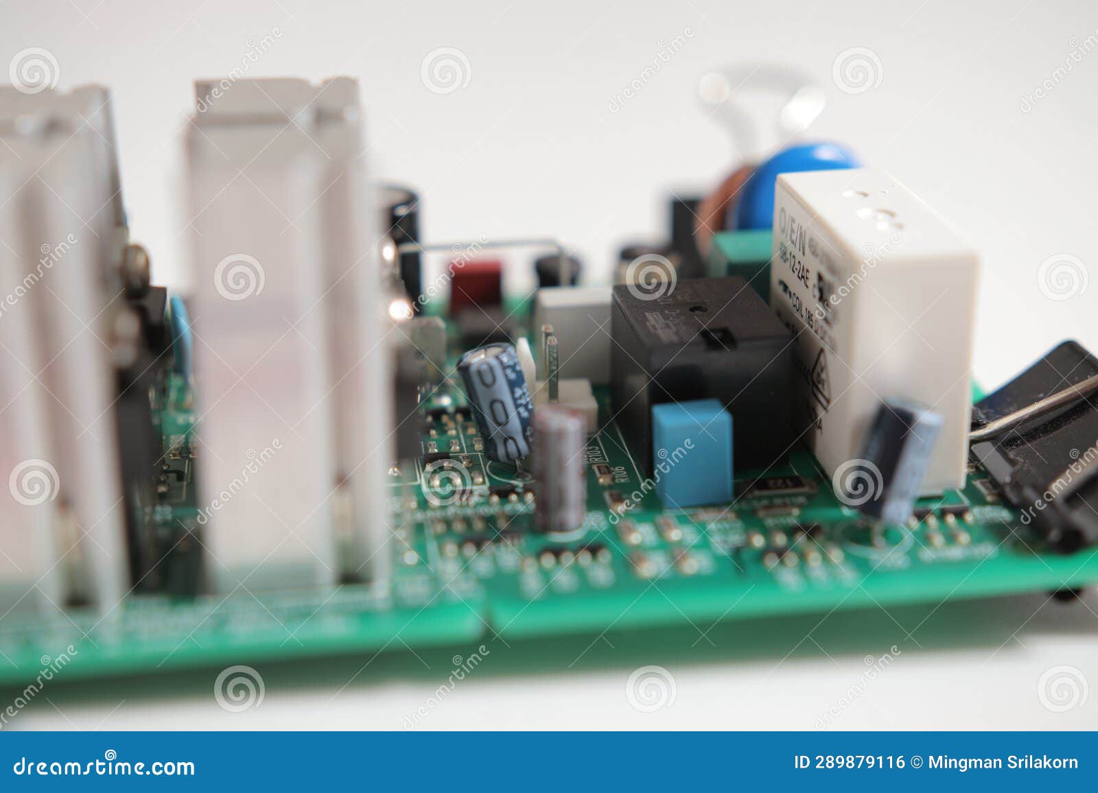 Power Supply Modern Printed-circuit Board with Electronic Components ...