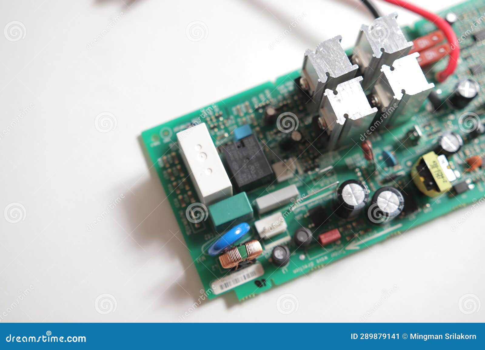 Power Supply Modern Printed-circuit Board with Electronic Components ...