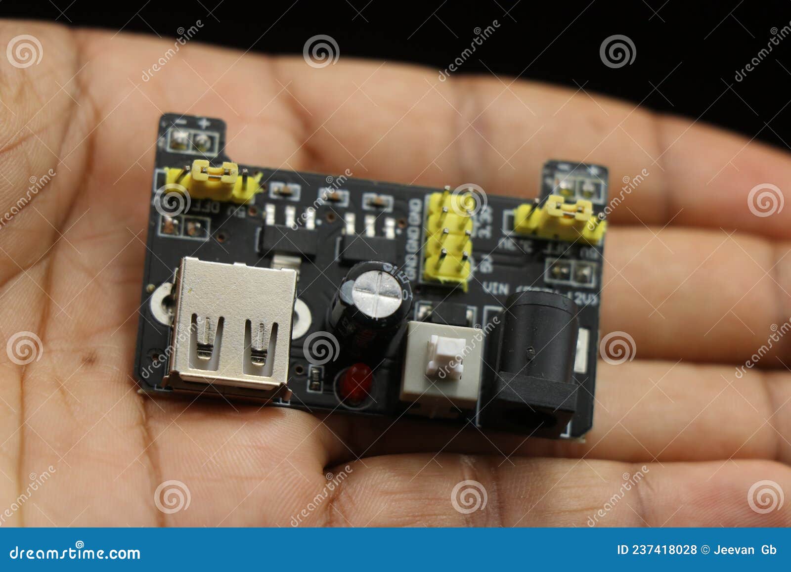 Power Supply Module for Breadboard with Usb and Dc Pin Slot Held in ...