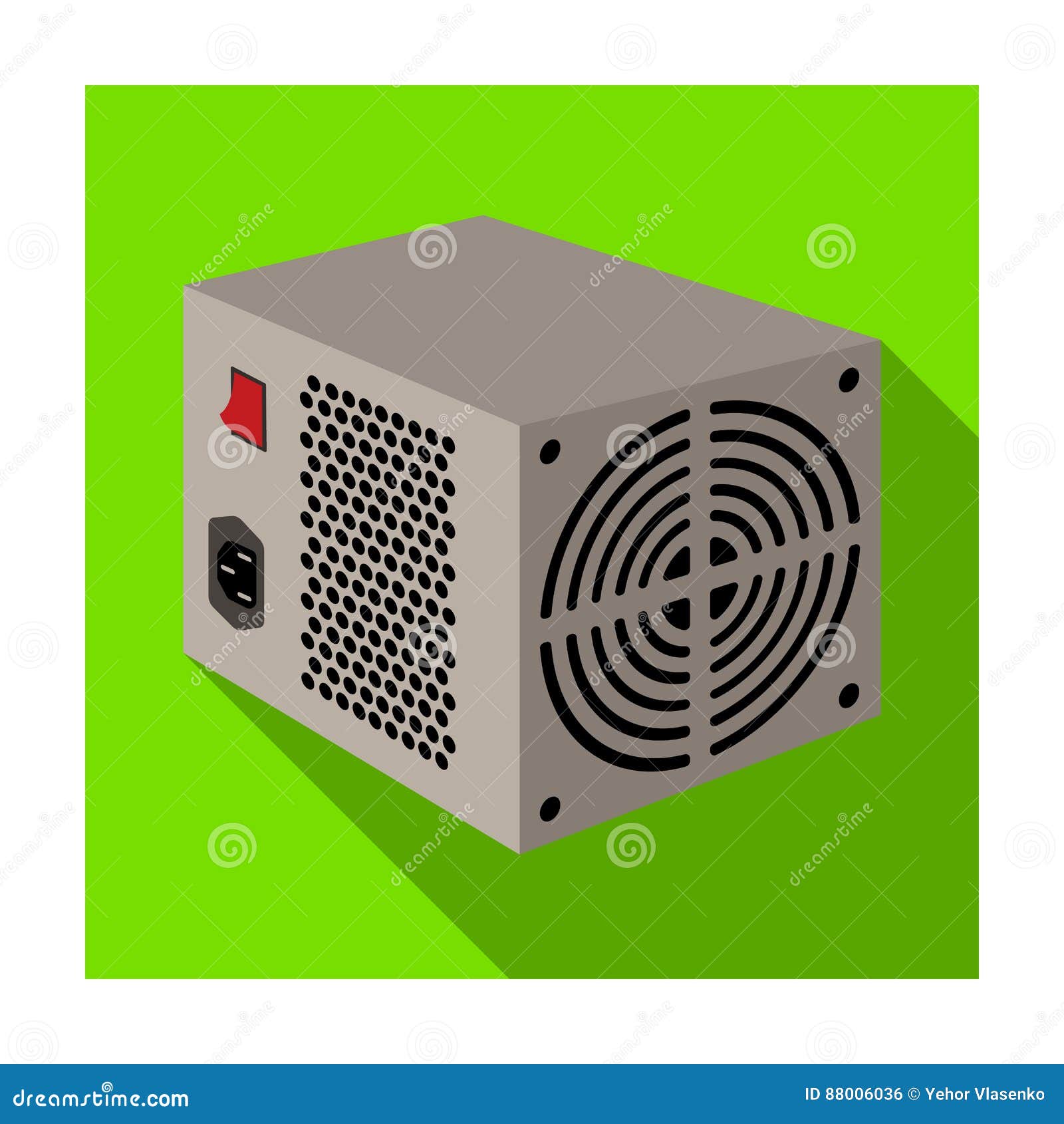 Power Supply Unit Icon in Flat Style Isolated on White Background ...
