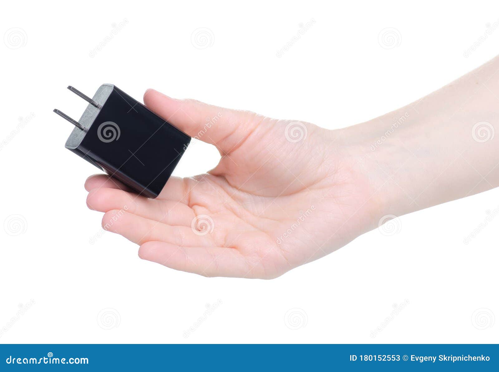 Power Supply usb in hand stock image. Image of electronic - 180152553