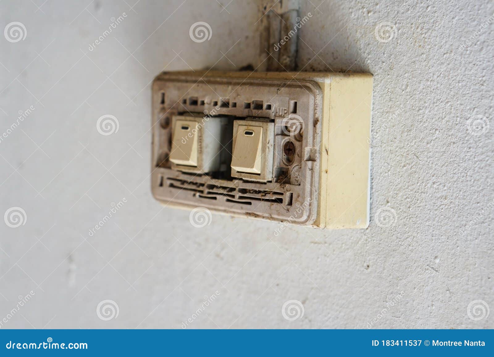 Old Power Switch for Lamp, Old Light Switch without Cover on the White ...