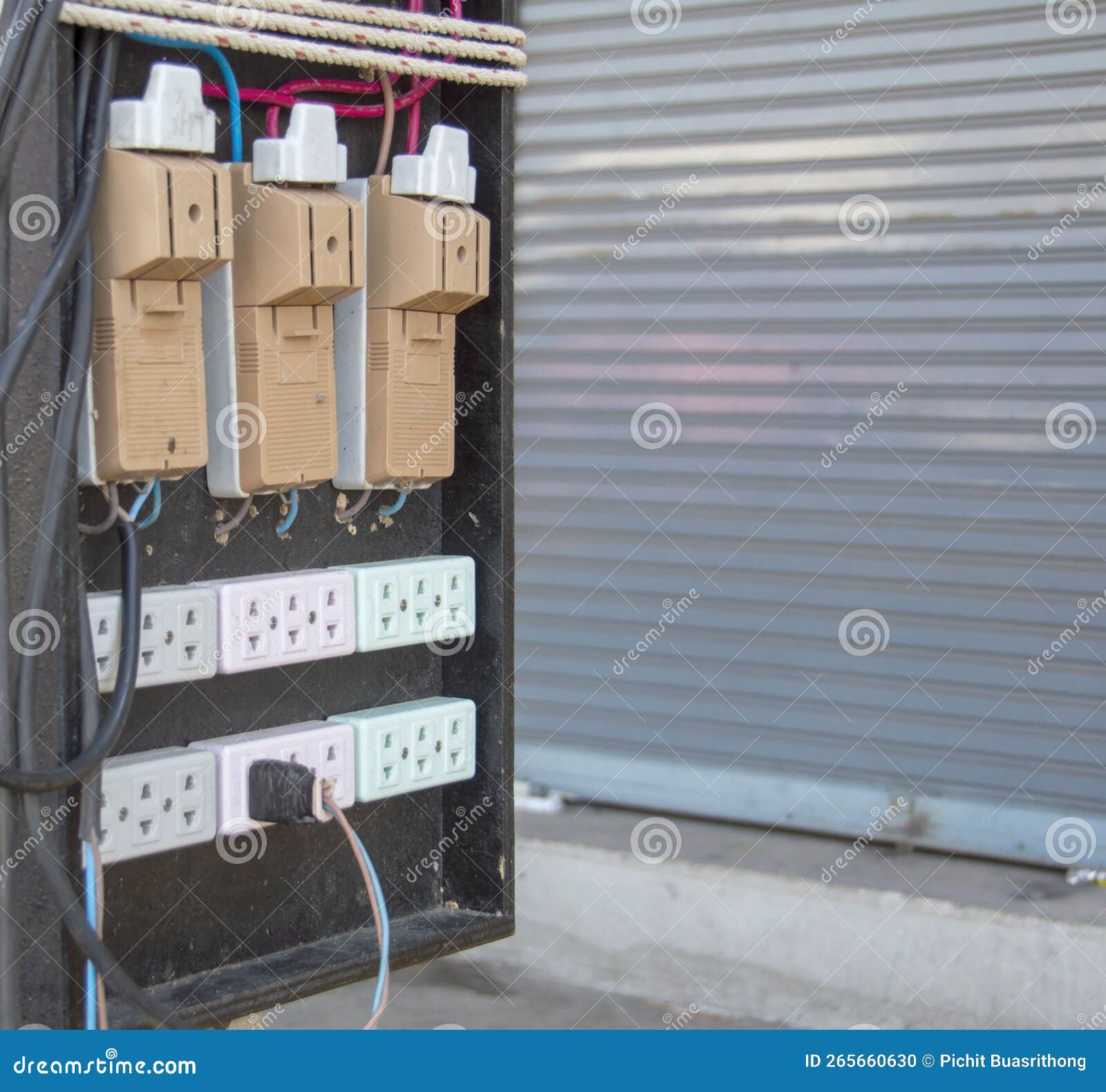 Power Switch and Plug Sockets Stock Photo - Image of plug, retro: 265660630
