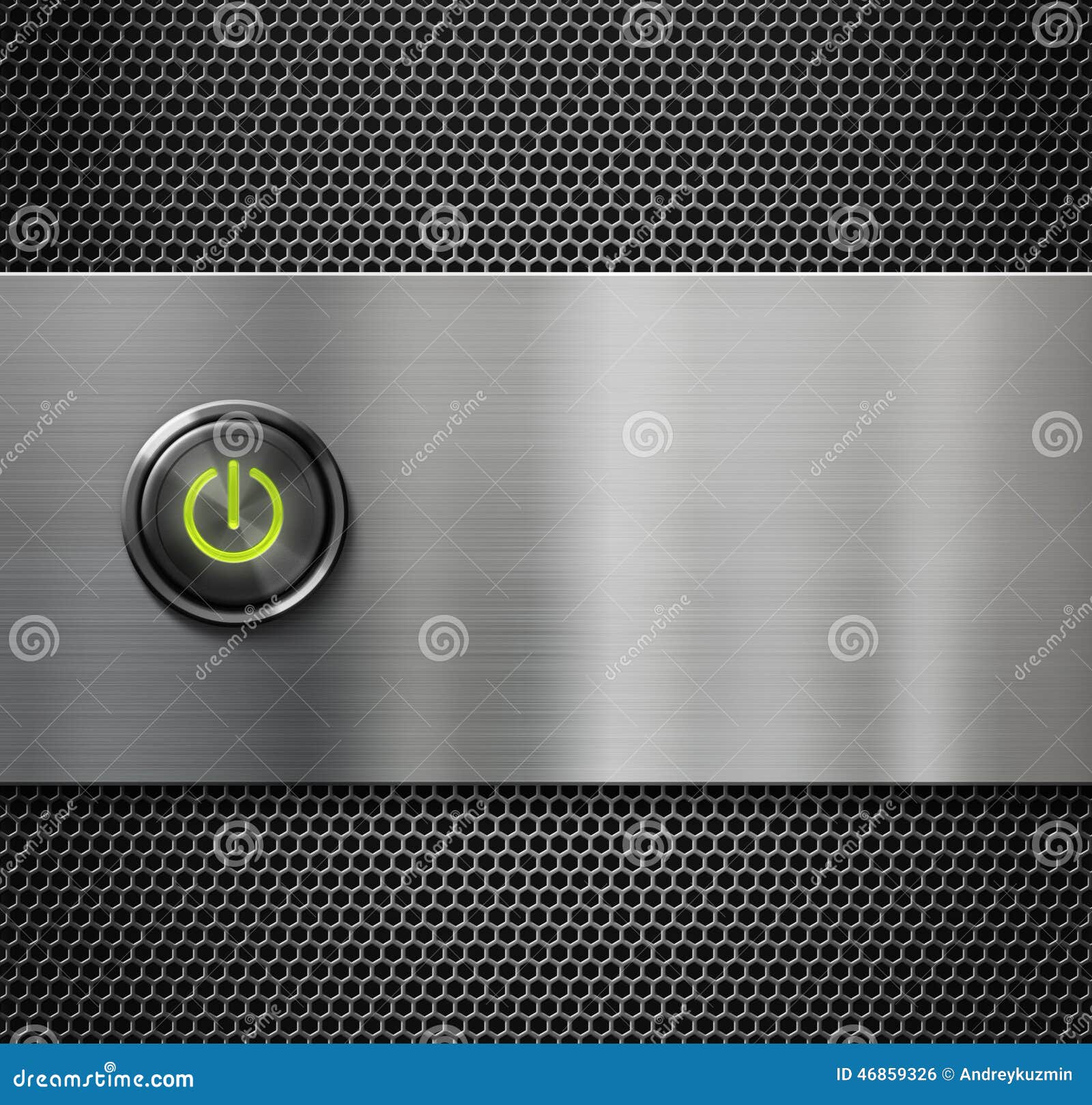 Power Switch or Start Button on Metal Background Stock Illustration ...
