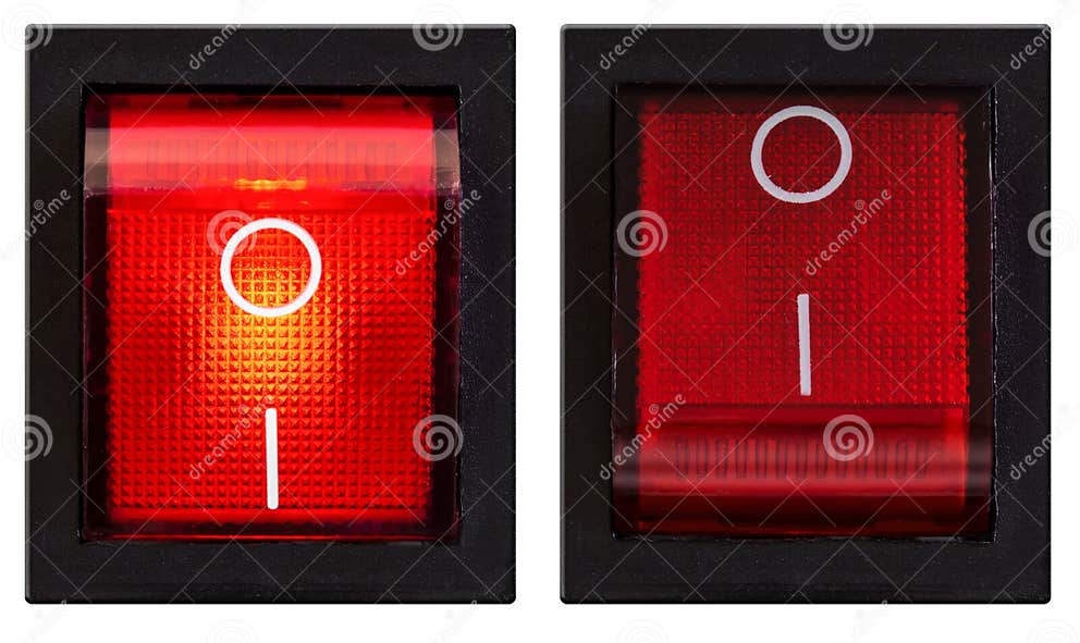 Power Switch Turned on and Off Set Stock Photo - Image of isolated ...