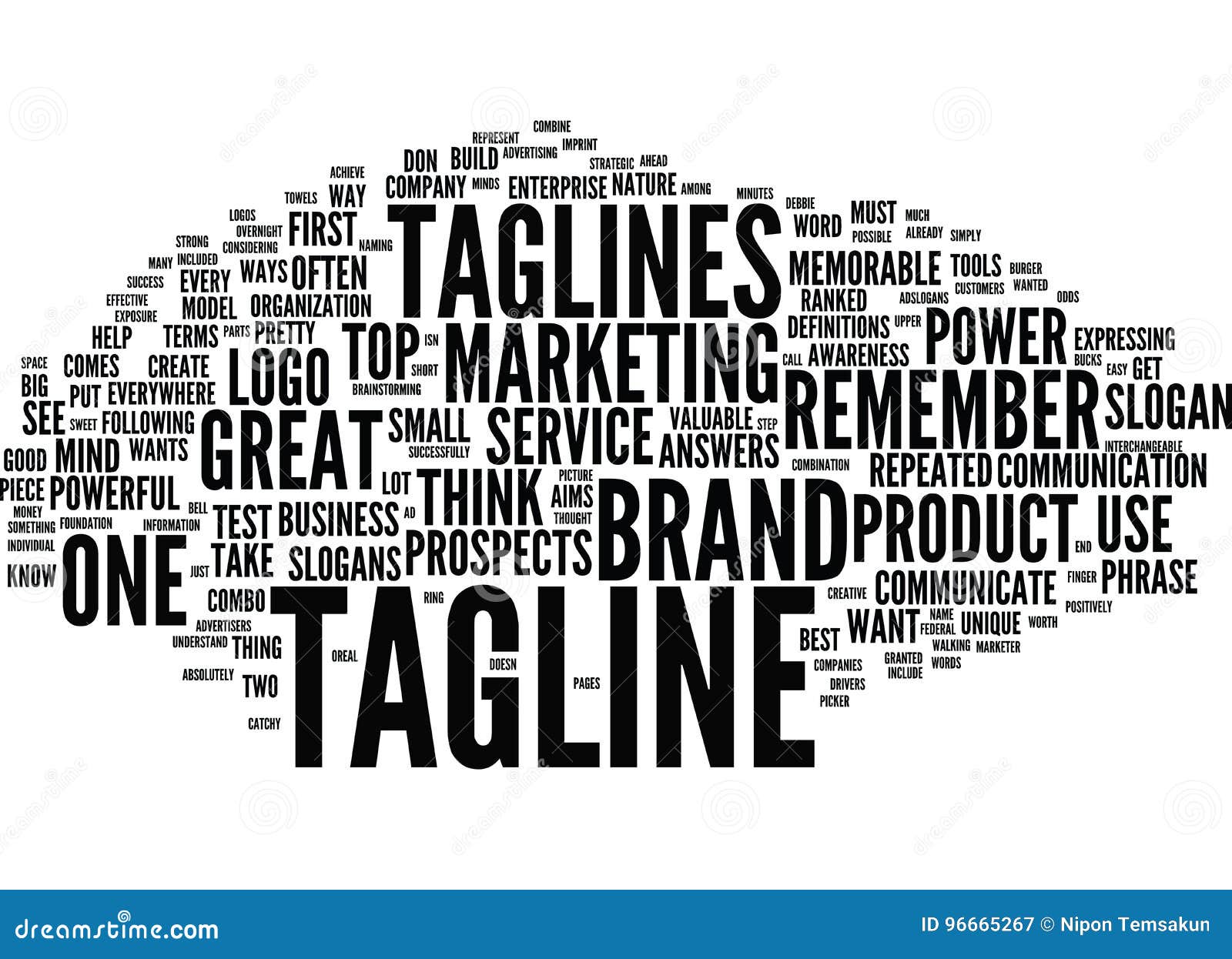 The Power Of Taglines Take My Tagline Test Text Background Word Cloud ...