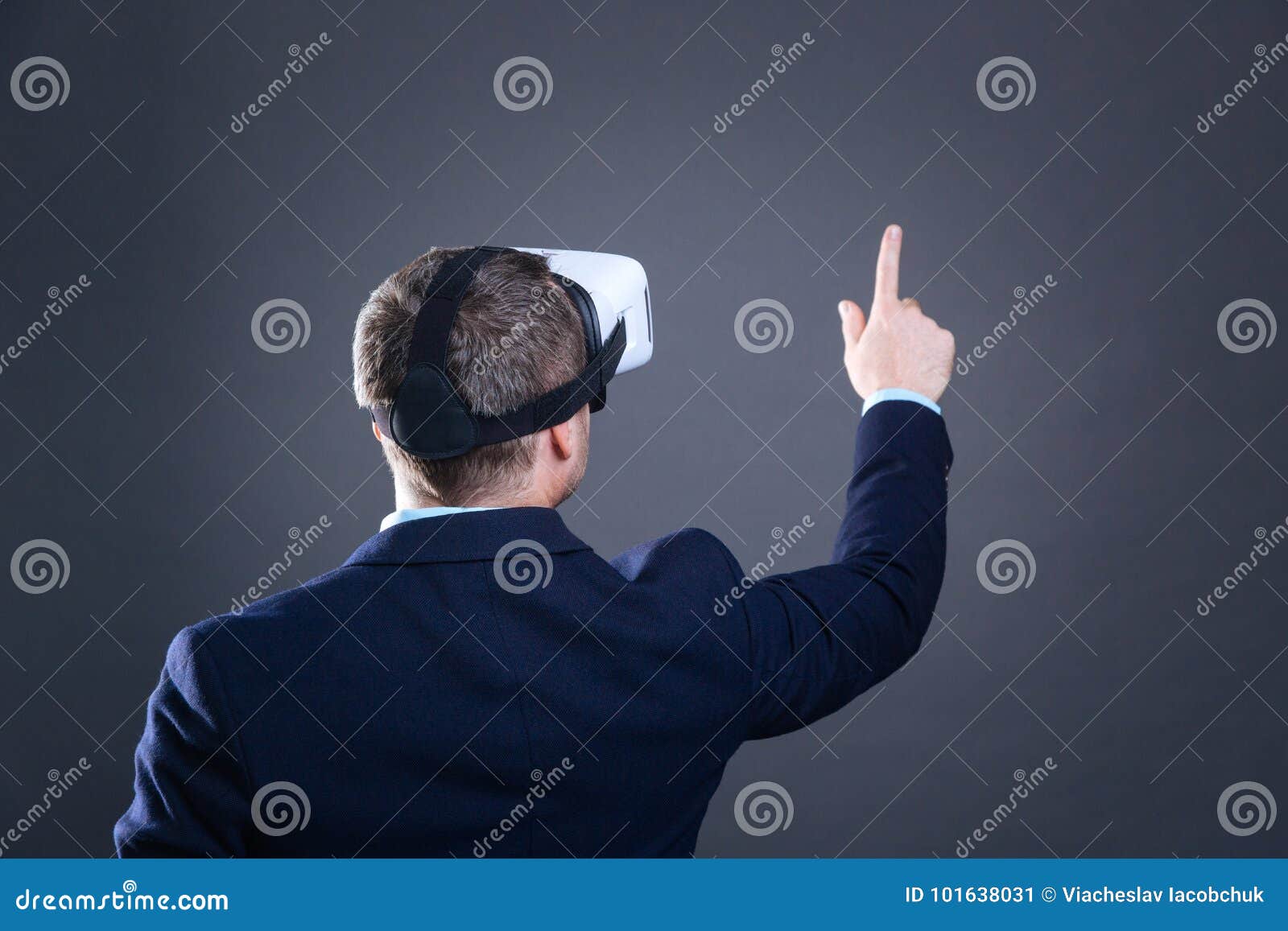 Handsome Smart Man Looking at the Virtual Screen Stock Image - Image of ...