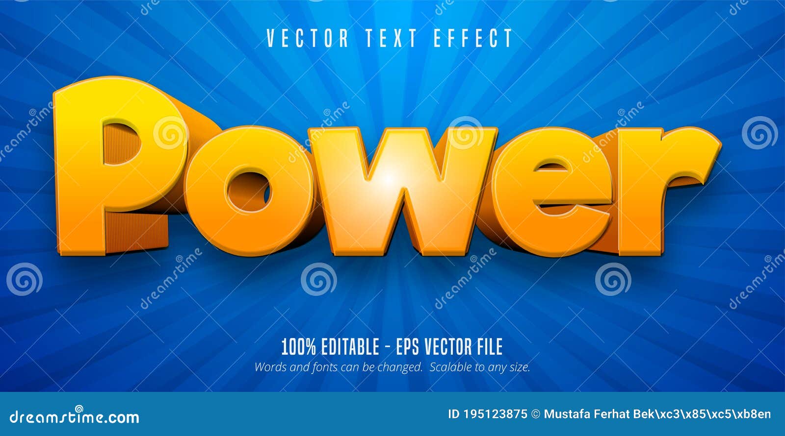 Power Text, Cartoon Style Editable Text Effect Stock Vector ...