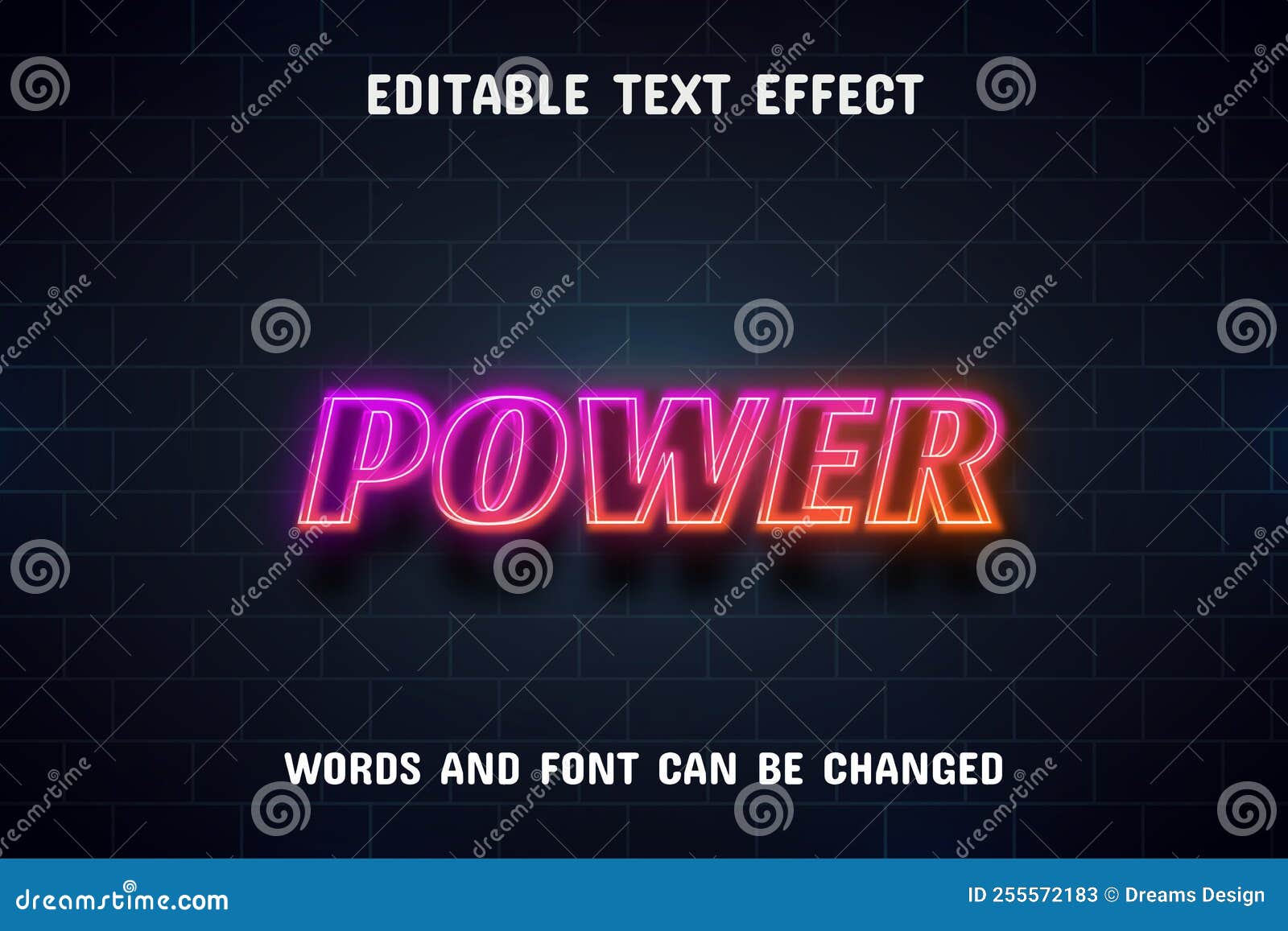 Power Text - Editable Neon Text Effect Stock Vector - Illustration of ...