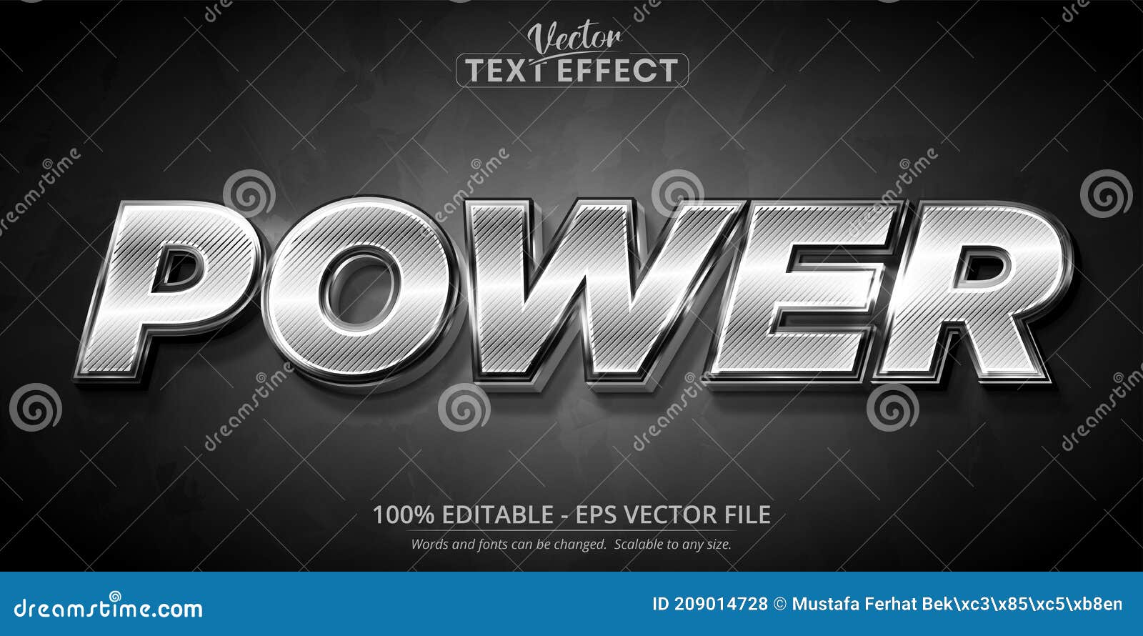 Power Text Shiny Silver Color Style Editable Text Effect Stock Vector ... Power Text Shiny Silver Color Style Editable Text Effect Stock Vector ...