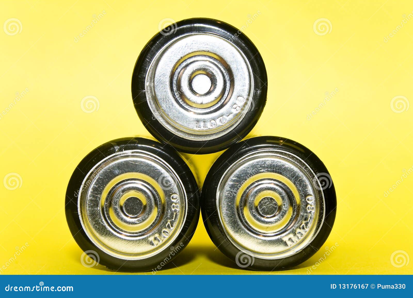 Three Batteries AAA, AA And PP3 On White Isolated Background. Concept ...
