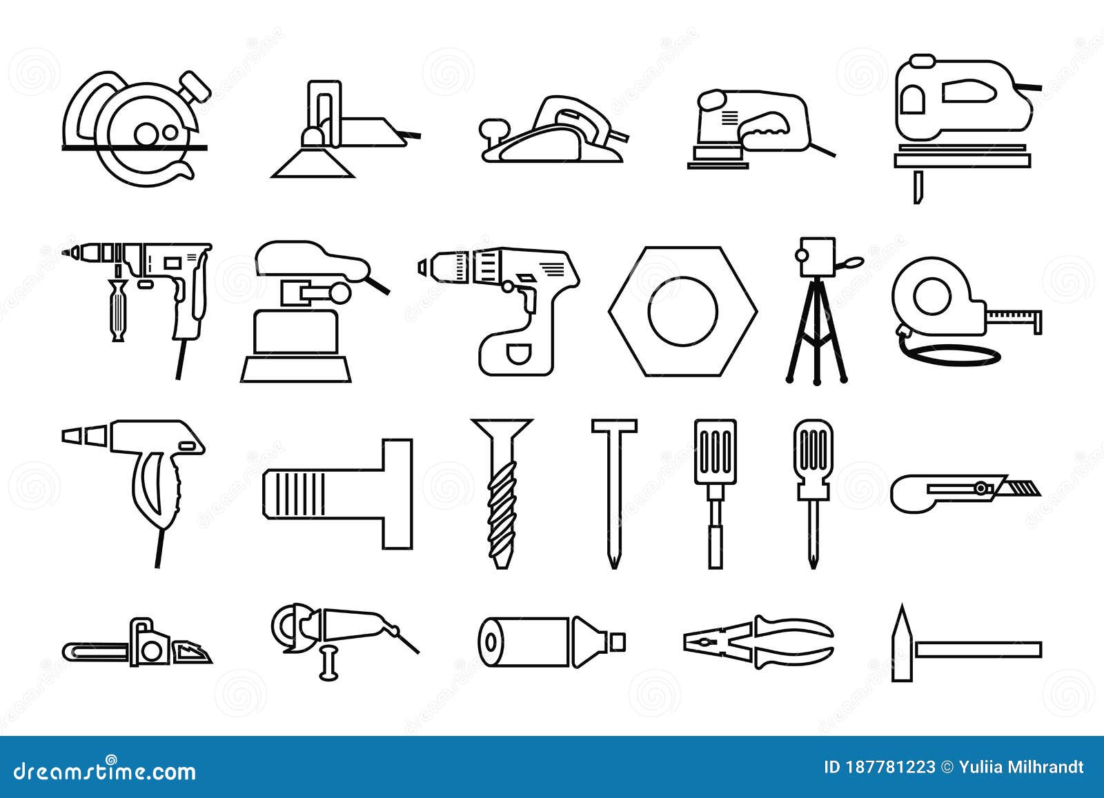 Power Tool Icons Set. Vector Stock Illustration - Illustration of drill ...