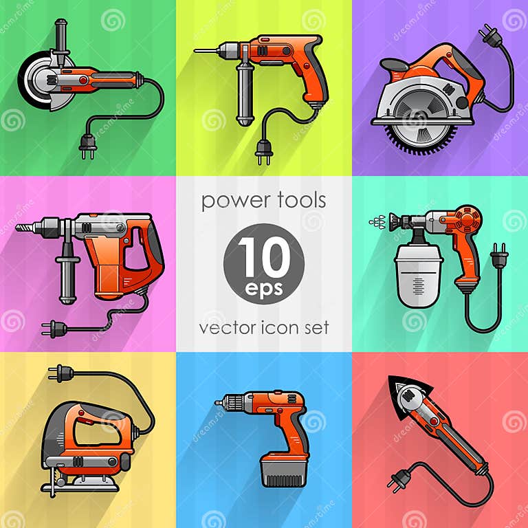 Power Tool Set. Vector Illustration Stock Vector - Illustration of ...