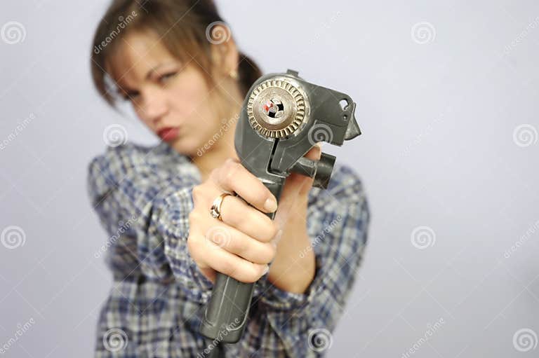 Power tool woman stock image. Image of construction, attractive - 294607