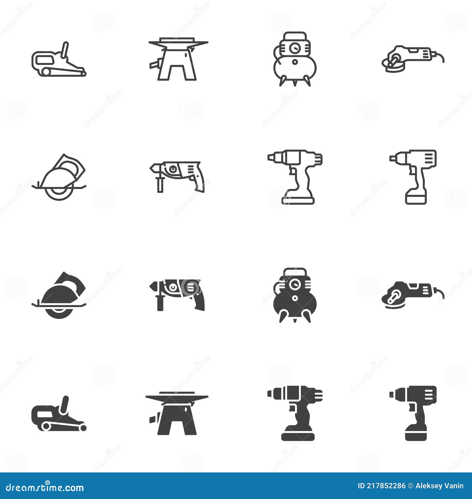 Power tools icon set stock vector. Illustration of editable - 217852286