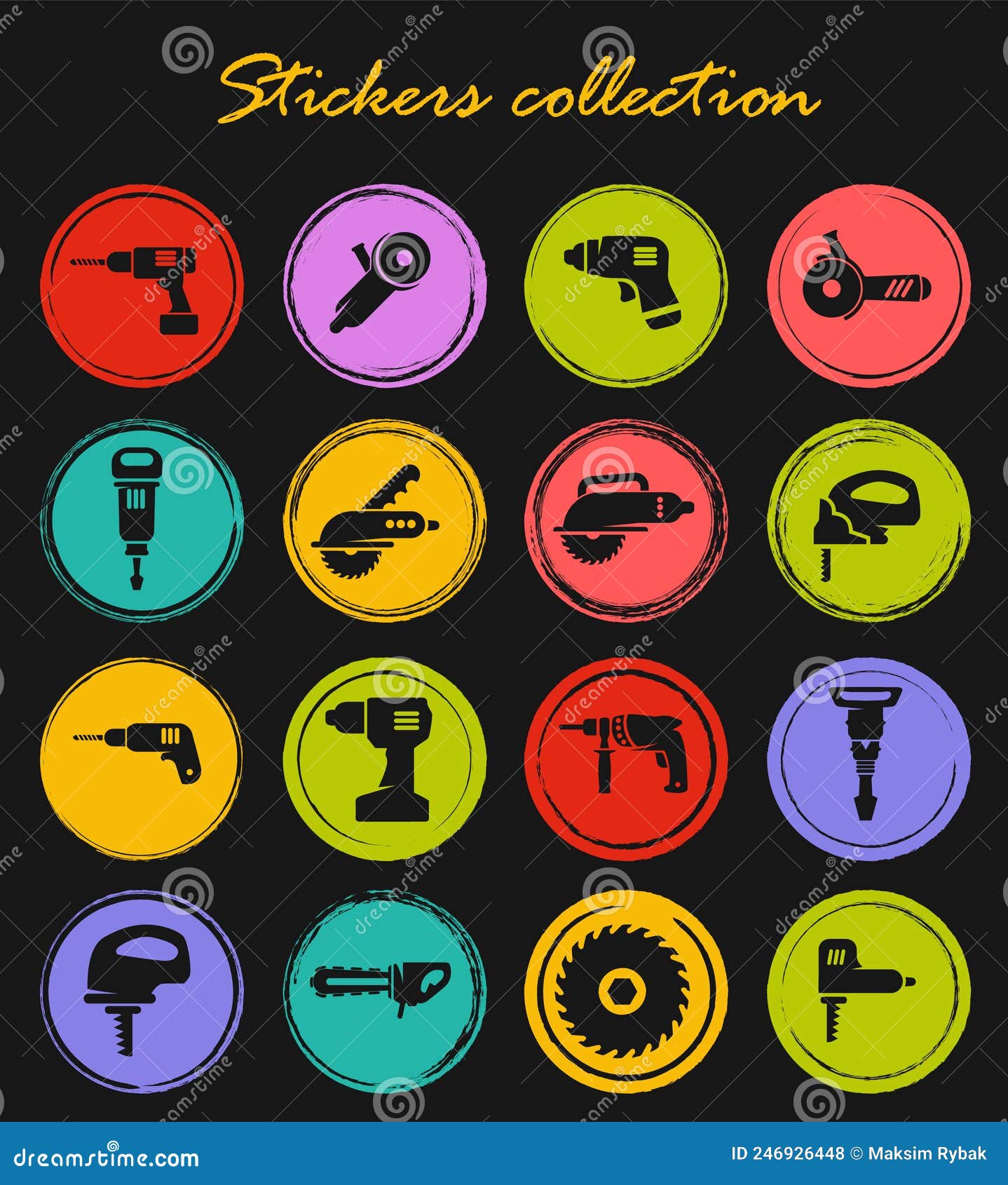 Power tools icons set stock illustration. Illustration of symbols ...