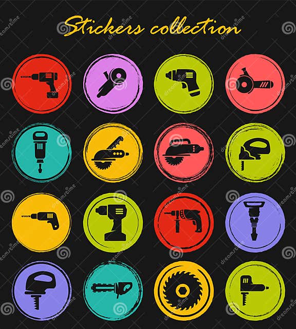 Power tools icons set stock illustration. Illustration of symbols ...