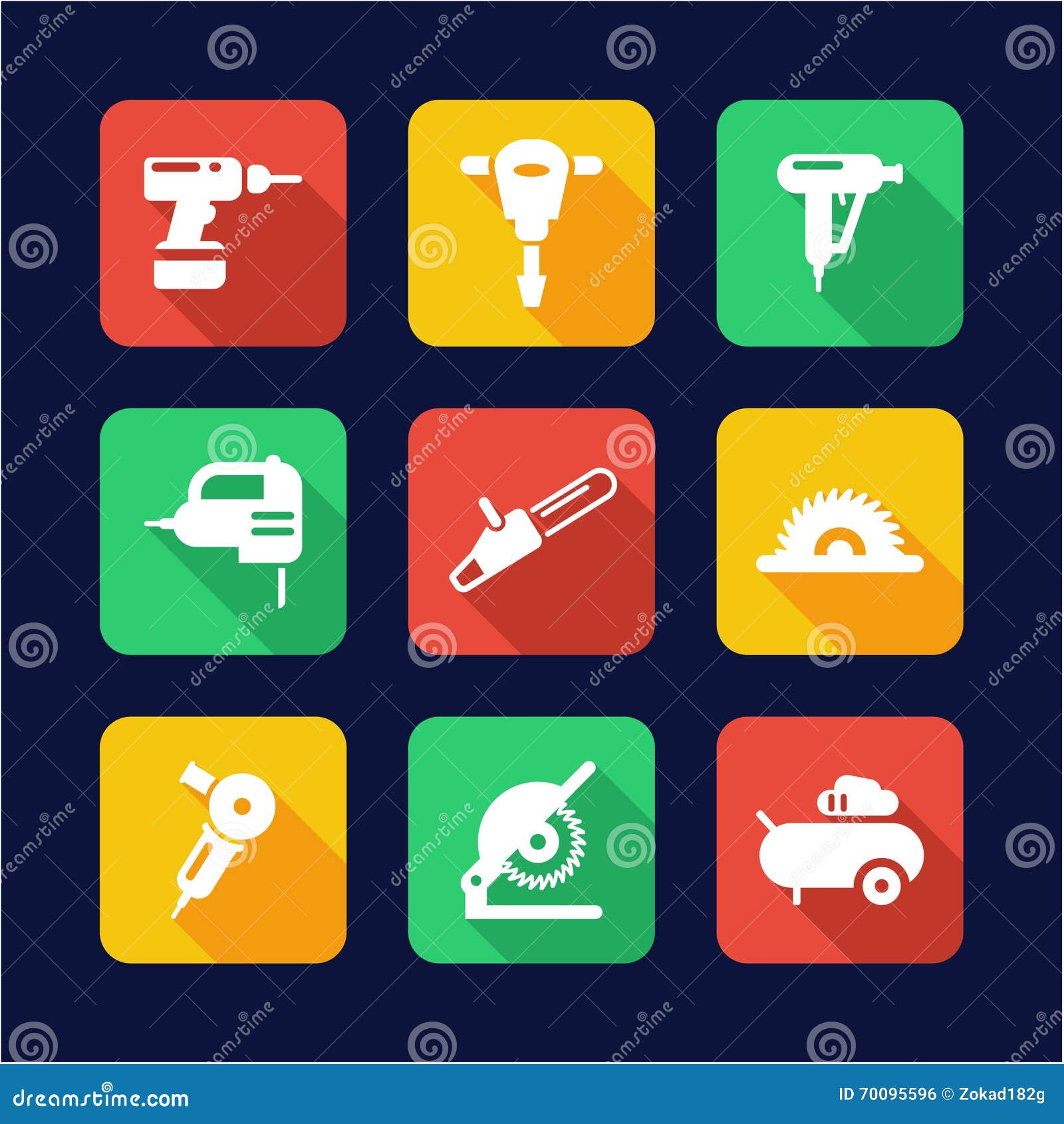 Power Tools Icons Flat Design Stock Vector - Illustration of hand ...