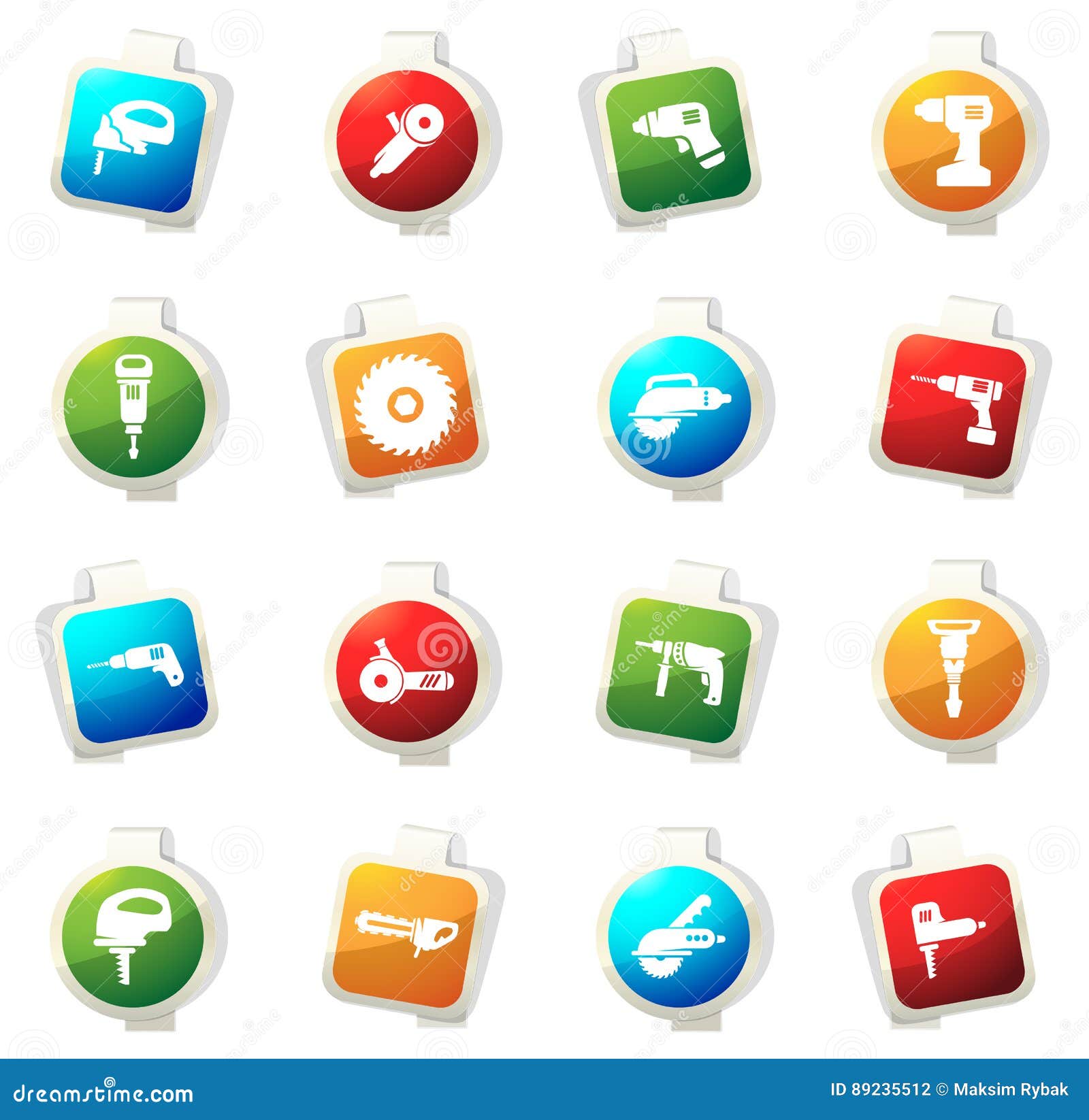Power tools icons set stock illustration. Illustration of hammer - 89235512