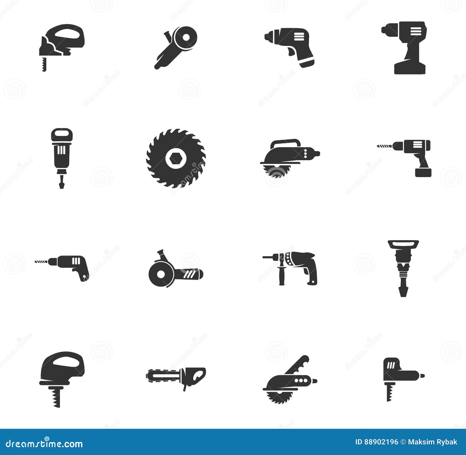 Power tools icons set stock illustration. Illustration of technology ...
