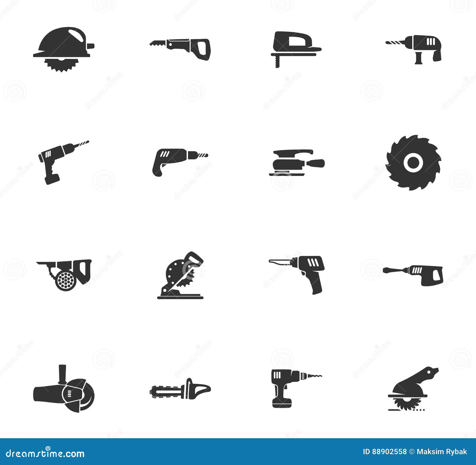 Power tools icons set stock illustration. Illustration of grinder ...