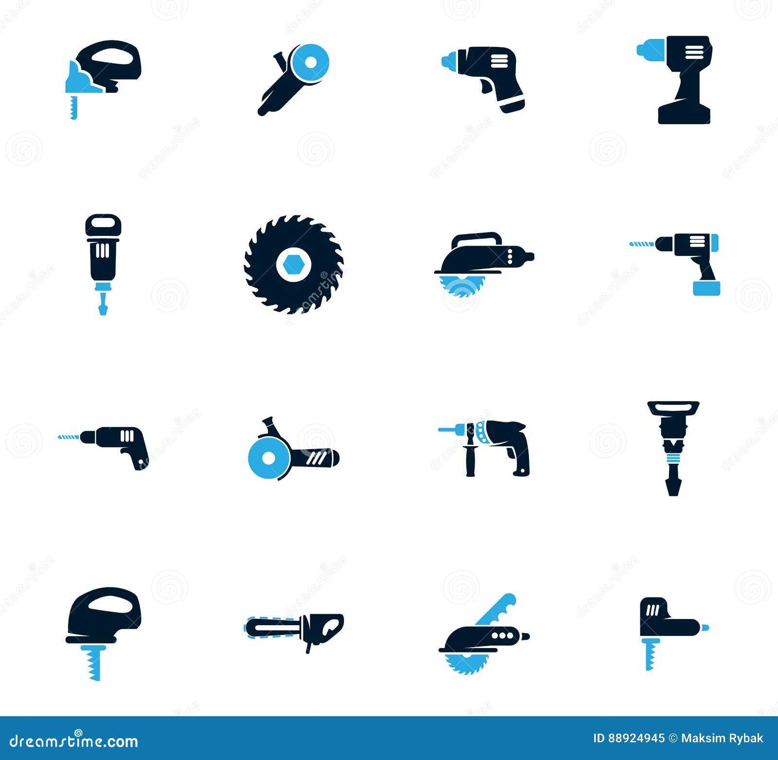 Power tools icons set stock illustration. Illustration of planer - 88924945