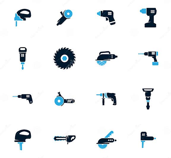 Power tools icons set stock illustration. Illustration of planer - 88924945