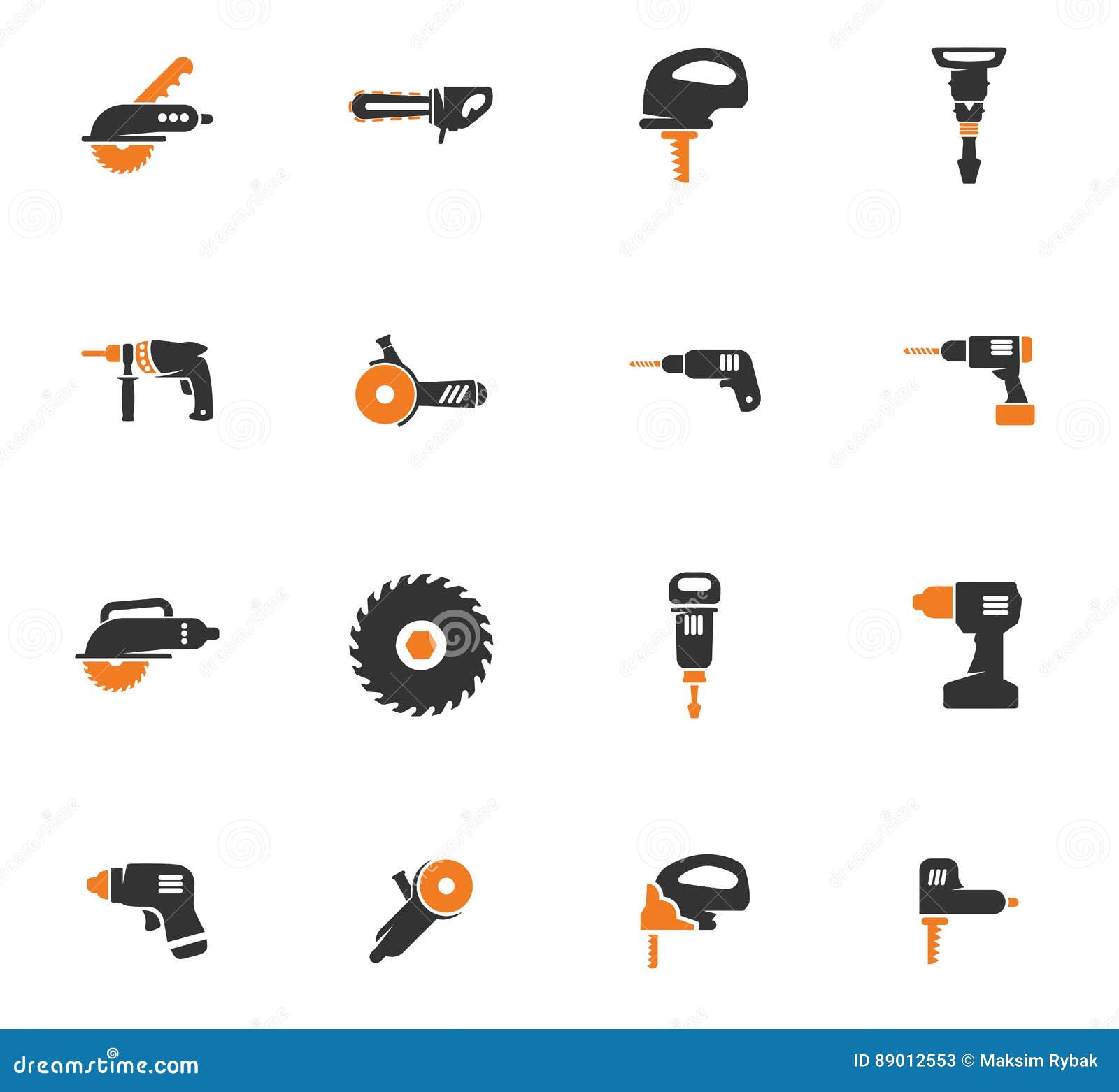 Power tools icons set stock illustration. Illustration of silhouette ...
