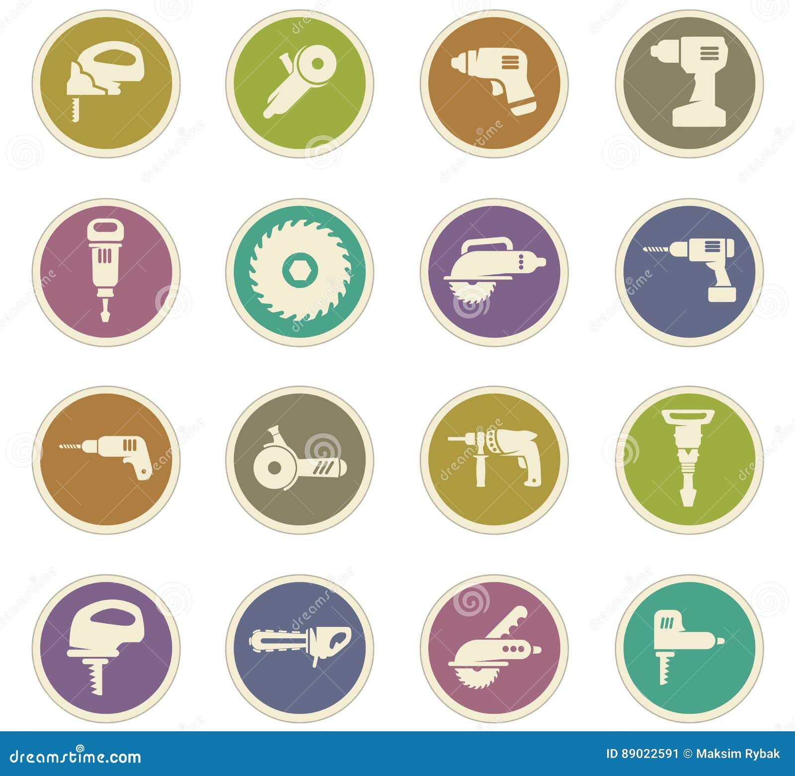 Power tools icons set stock vector. Illustration of drill - 89022591