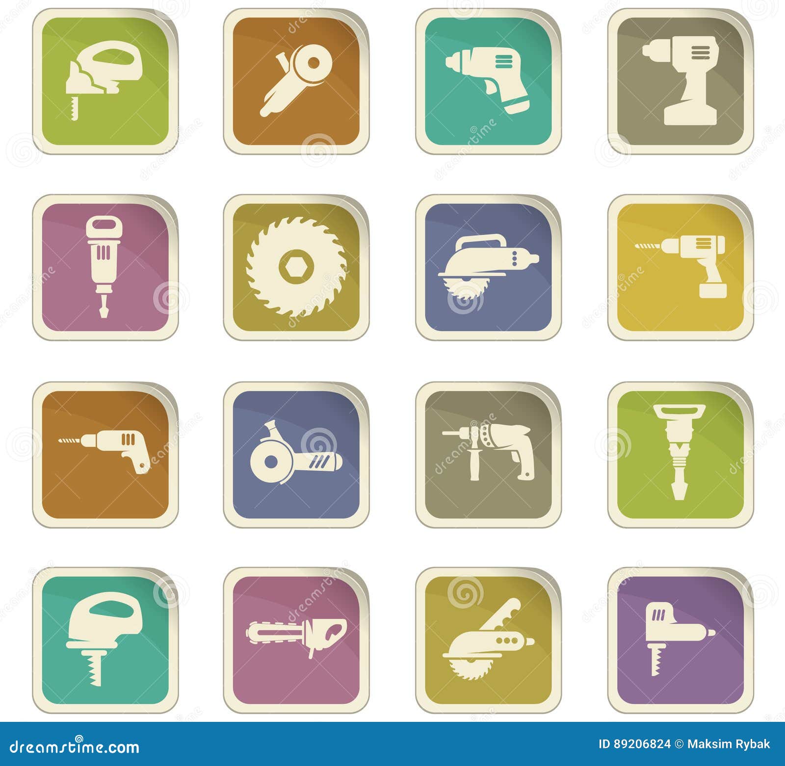 Power tools icons set stock illustration. Illustration of pictogram ...