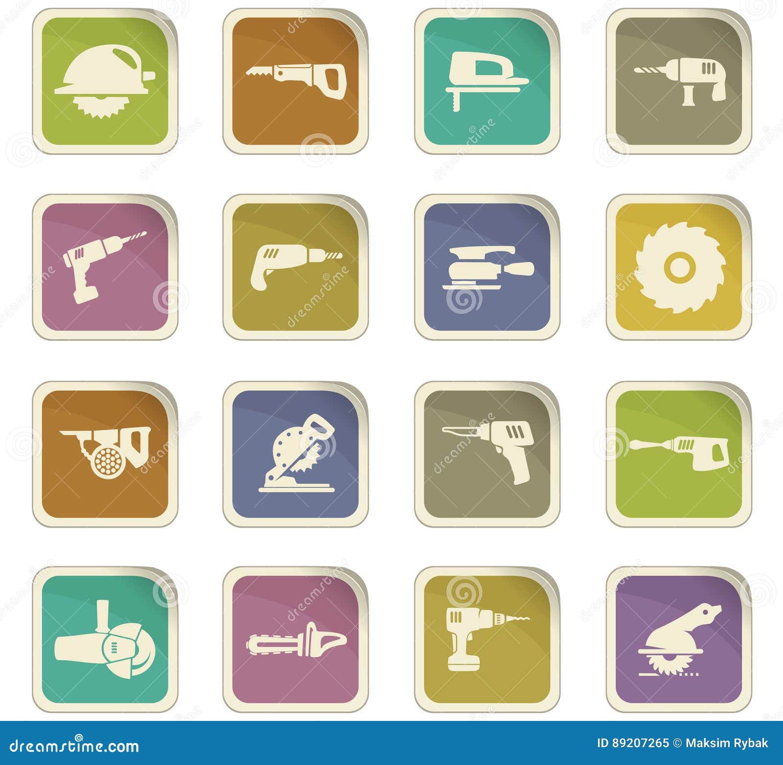 Power tools icons set stock illustration. Illustration of circular ...