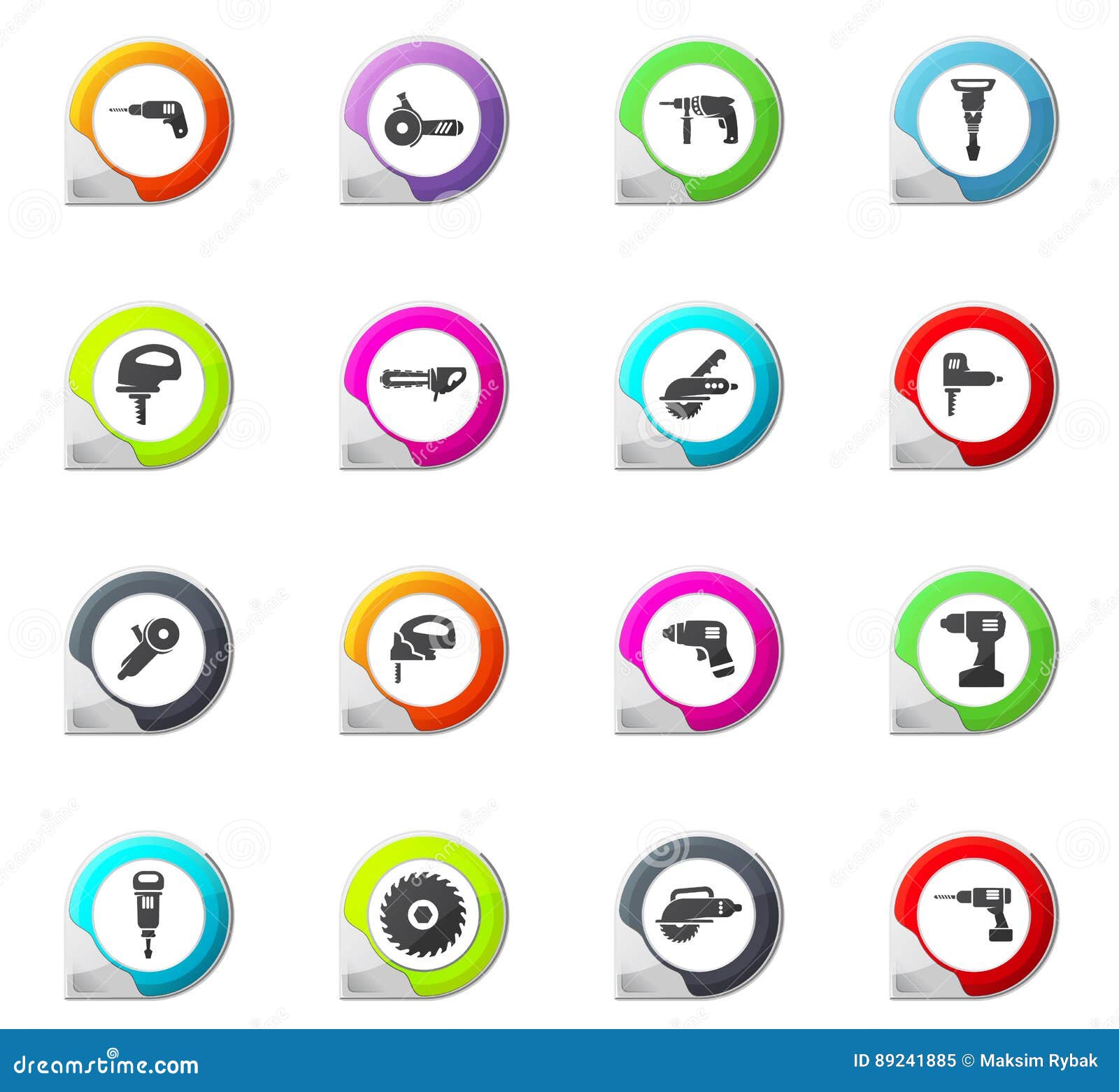 Power tools icons set stock illustration. Illustration of graphic ...