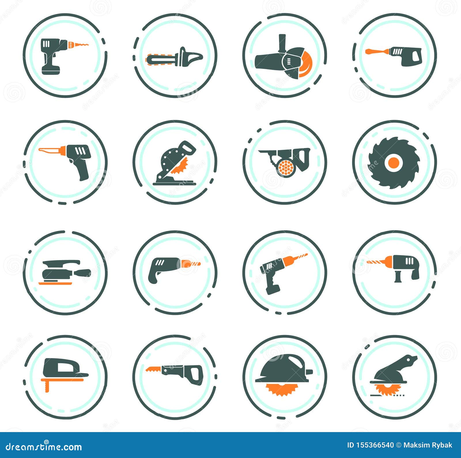 Power tools icons set stock vector. Illustration of electric - 155366540