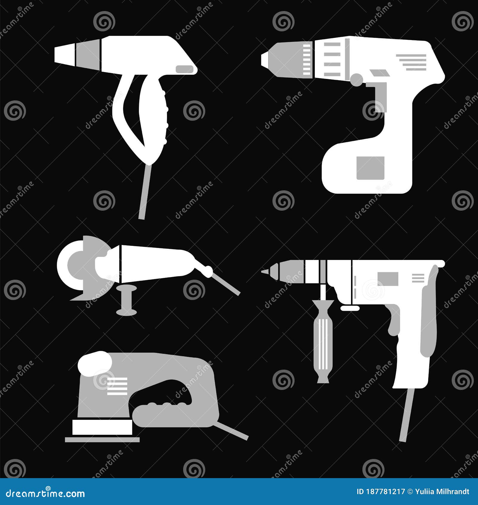 Power Tools Icons Set. Silhouette Vector Stock Illustration ...