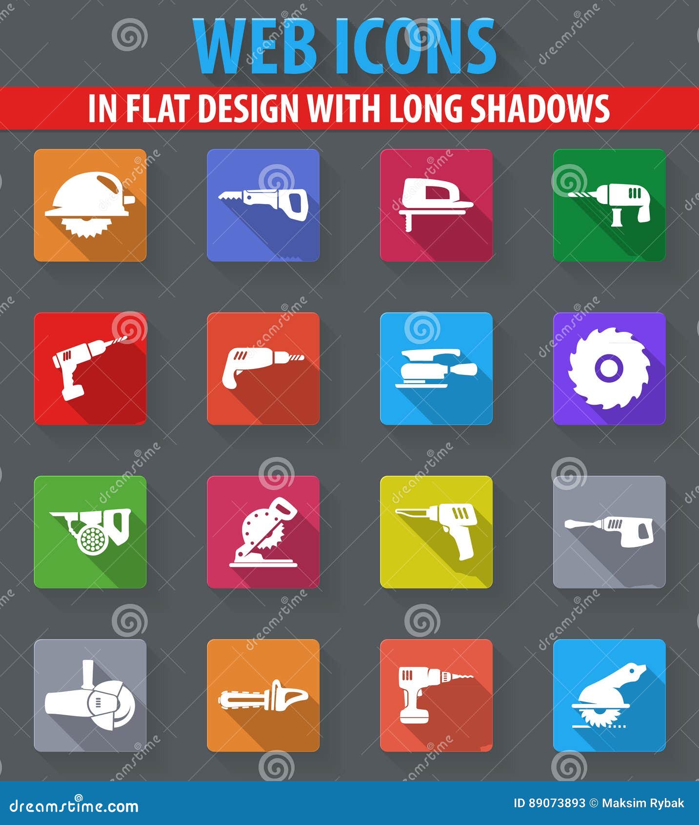 Power tools icons set stock vector. Illustration of cordless - 89073893