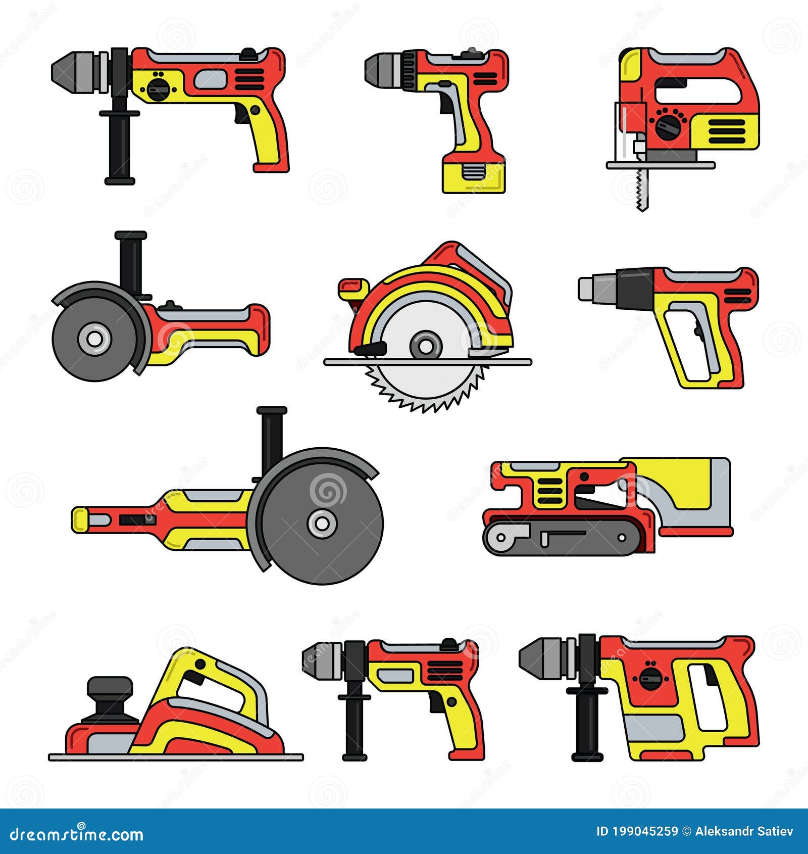 Power tools stock vector. Illustration of sander, impact - 199045259