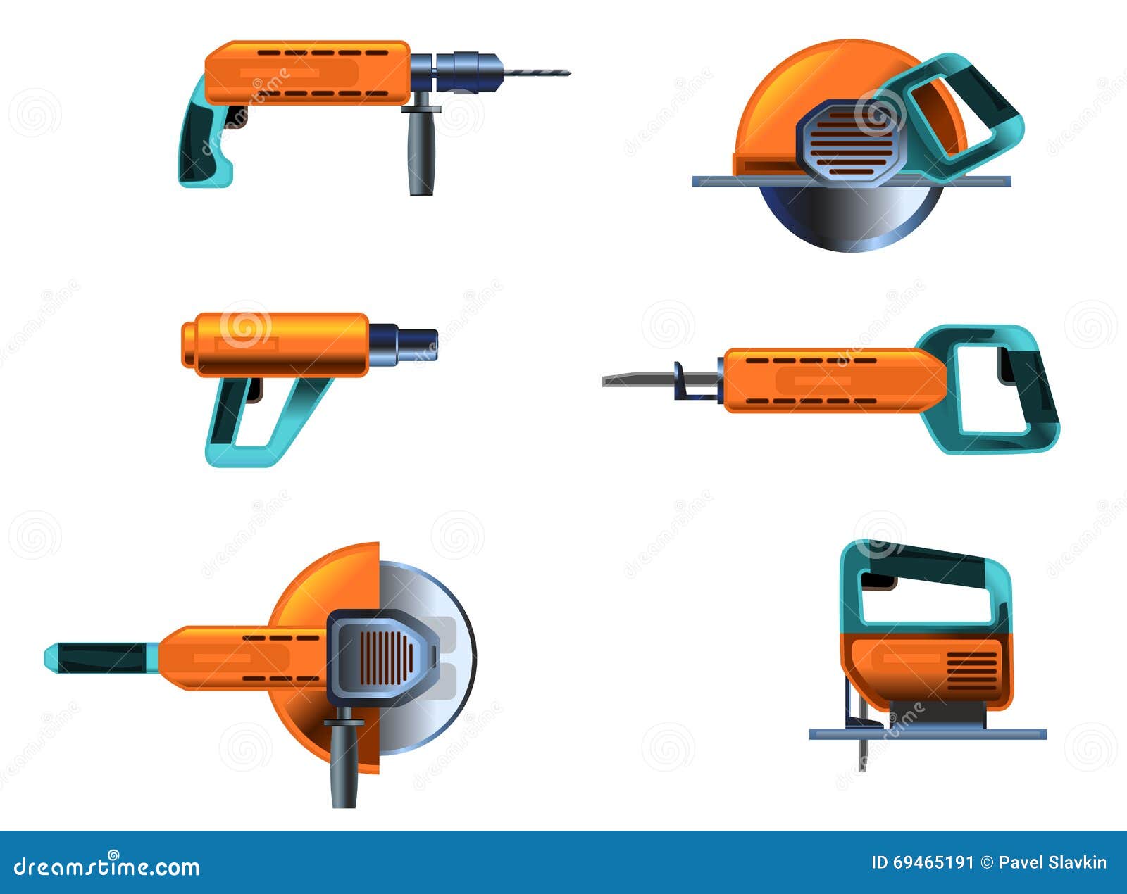 Power Tools Yellow Black Pictograms Collection Cartoon Vector ...