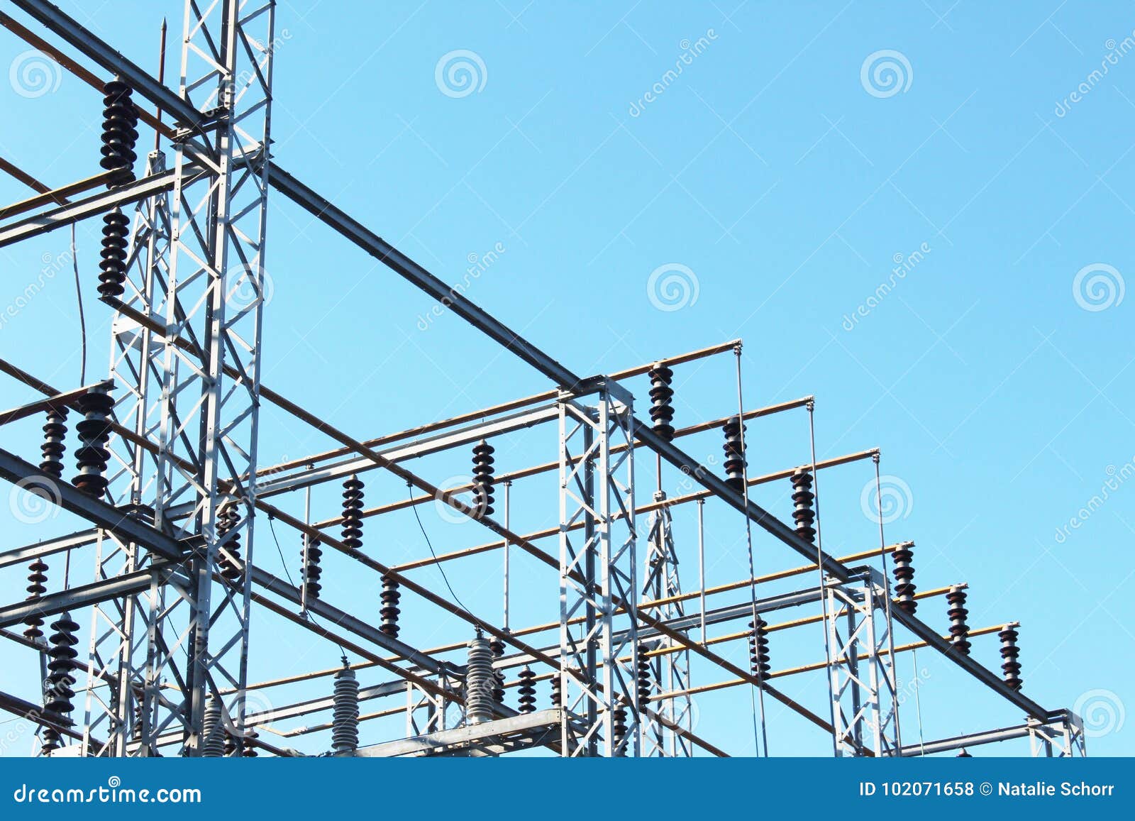 Power Transfer Station with Overhead Grid Stock Photo - Image of supply ...