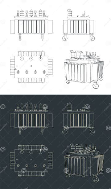 Power Transformer Blueprints Stock Vector - Illustration of isometric ...