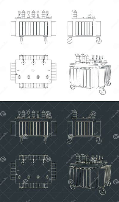 Power Transformer Blueprints Stock Vector - Illustration of isometric ...