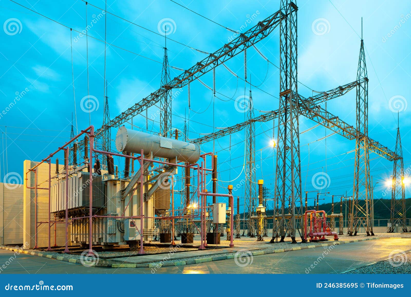 Power Transformers in a Substation Stock Image - Image of close, detail ...