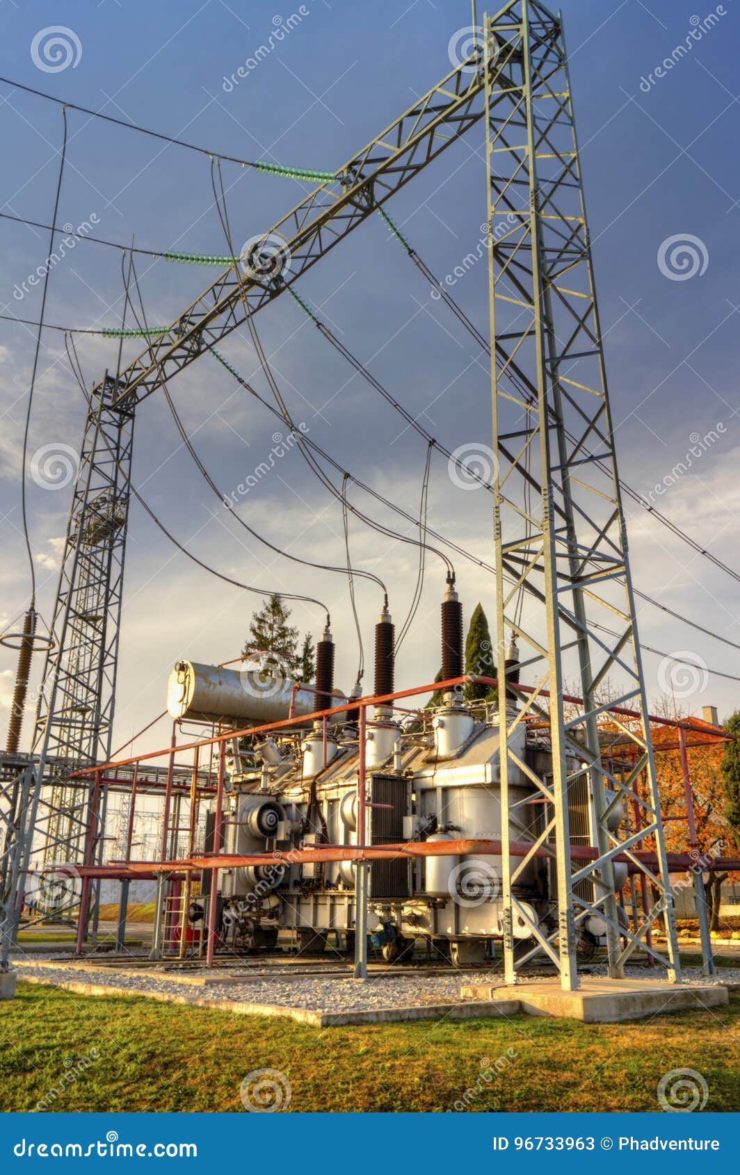 Power Transformer in High Voltage Switchyard Stock Image - Image of ...