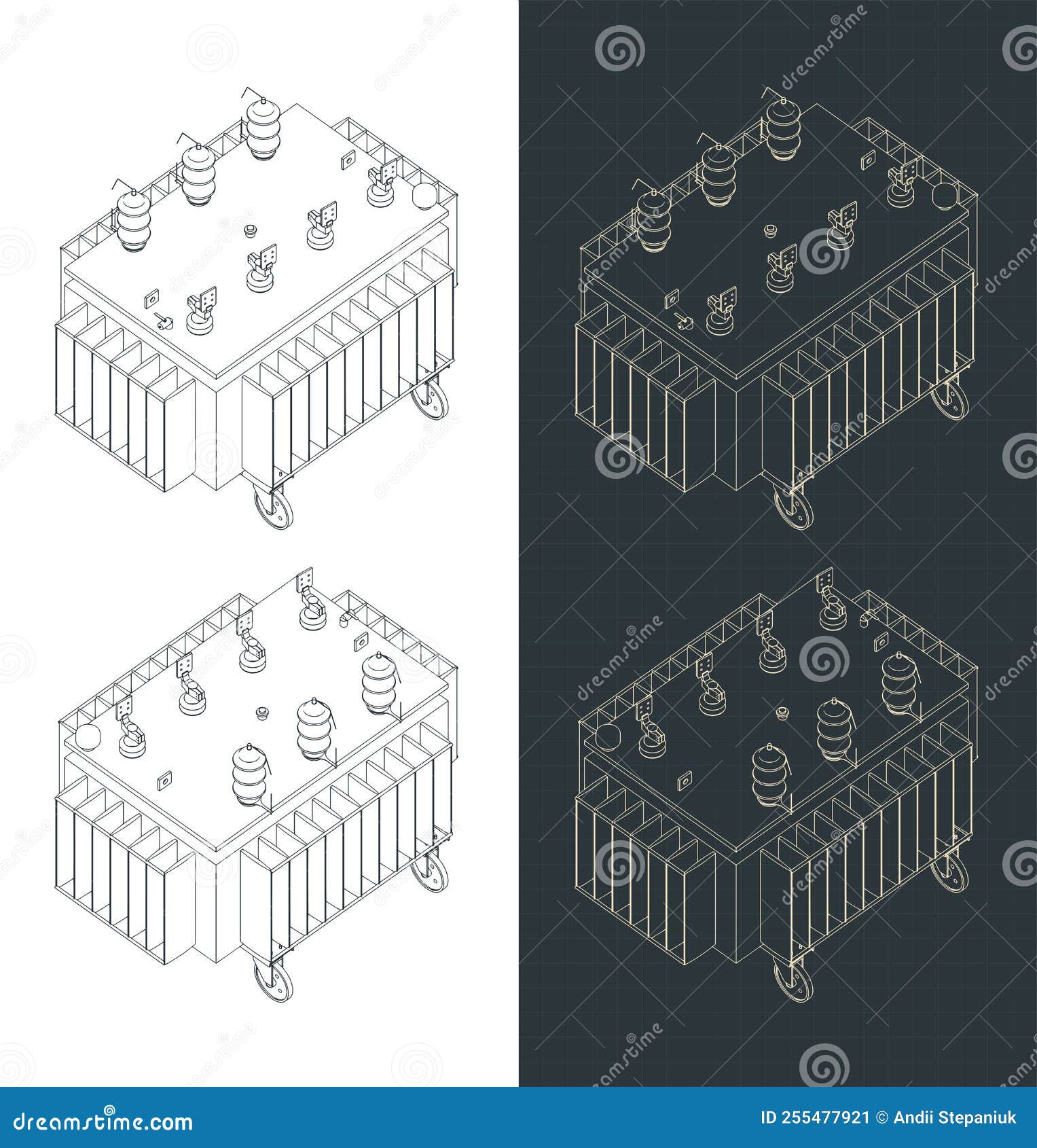 Power Transformer Isometric Blueprints Stock Vector - Illustration of ...