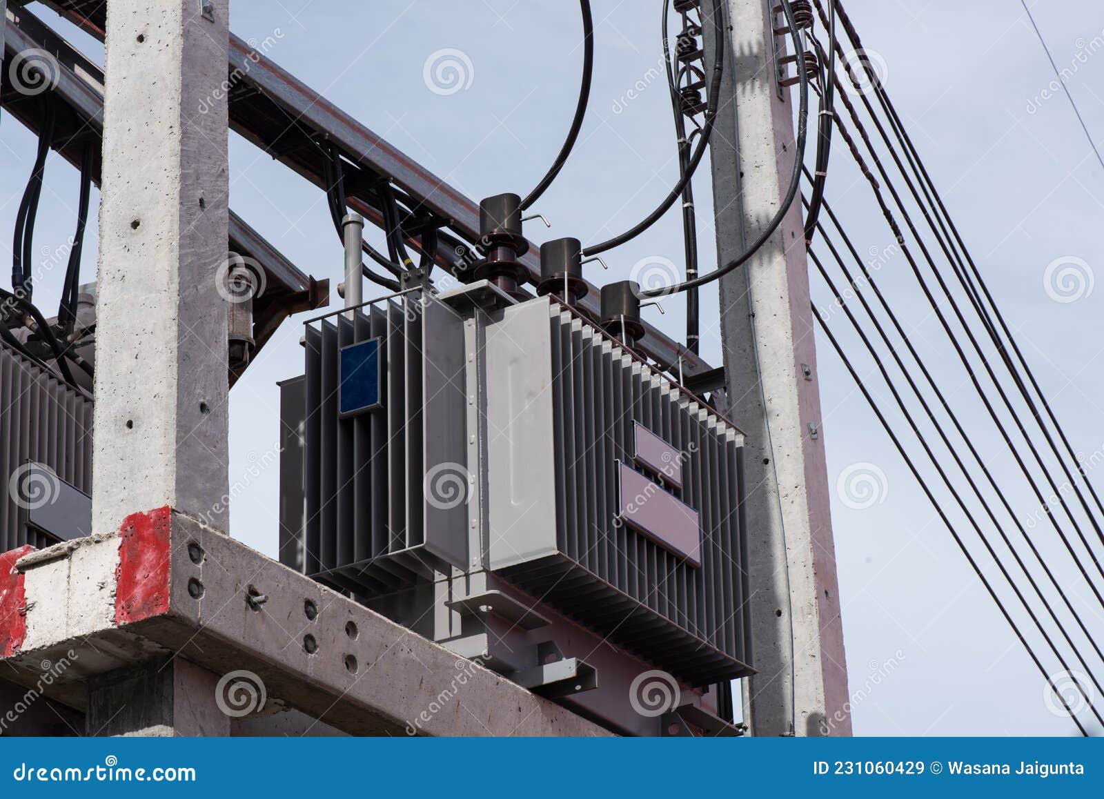Power Transformer on Nature Background Stock Image - Image of object ...