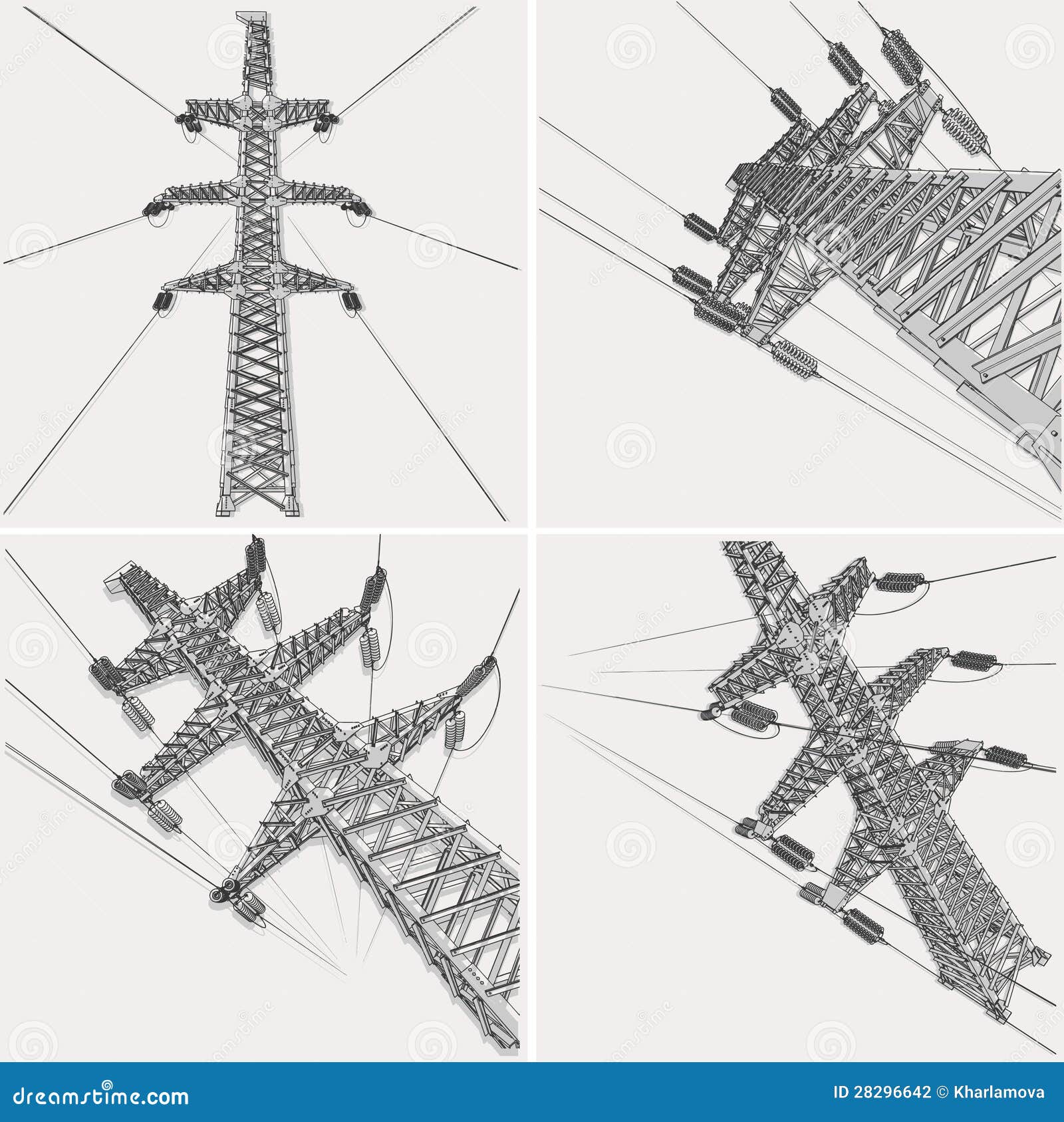 Power Transmission Line stock vector. Illustration of infrastructure ...