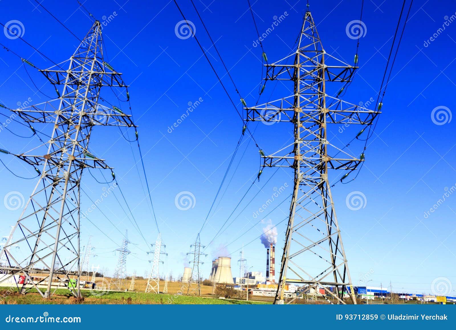 Power transmission line stock image. Image of industrial - 93712859