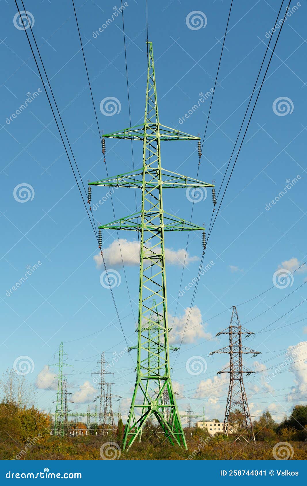 Power Transmission Line Pylons Stock Image - Image of background ...