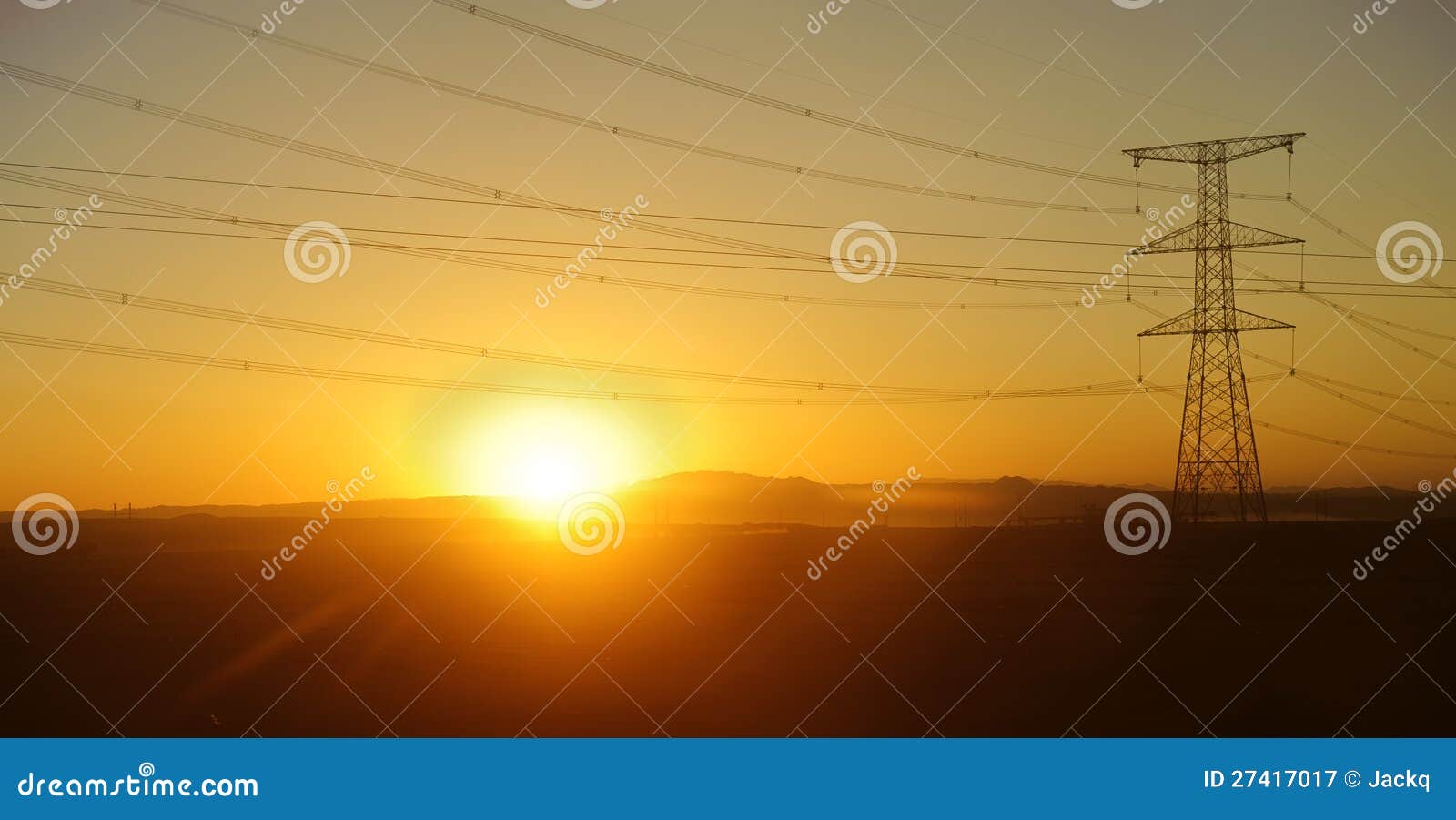 Power Transmission Line in Sunrise Stock Image - Image of radiance ...